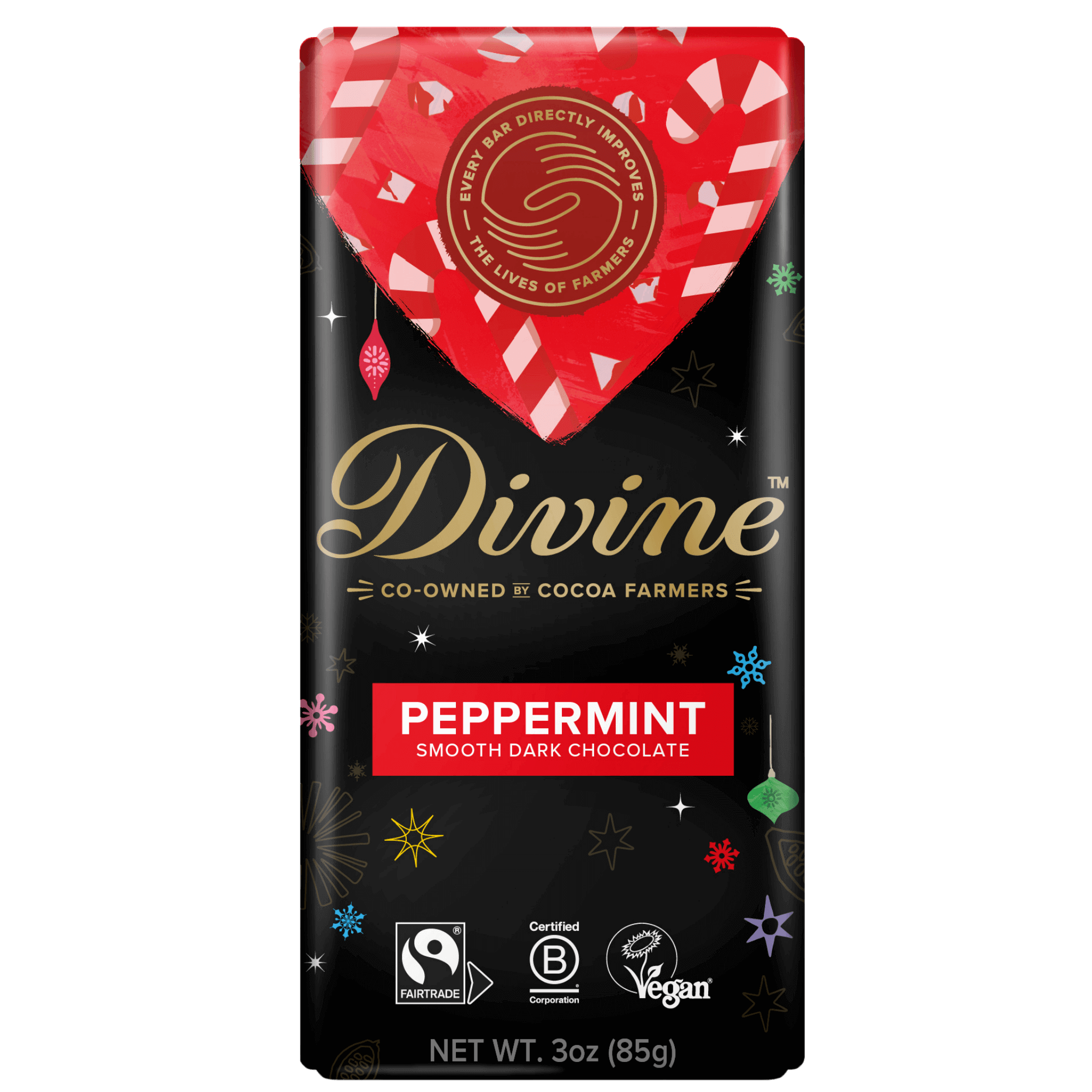 Divine Dark Chocolate Peppermint Holiday Bar | Free 1-3 Day Delivery ...
