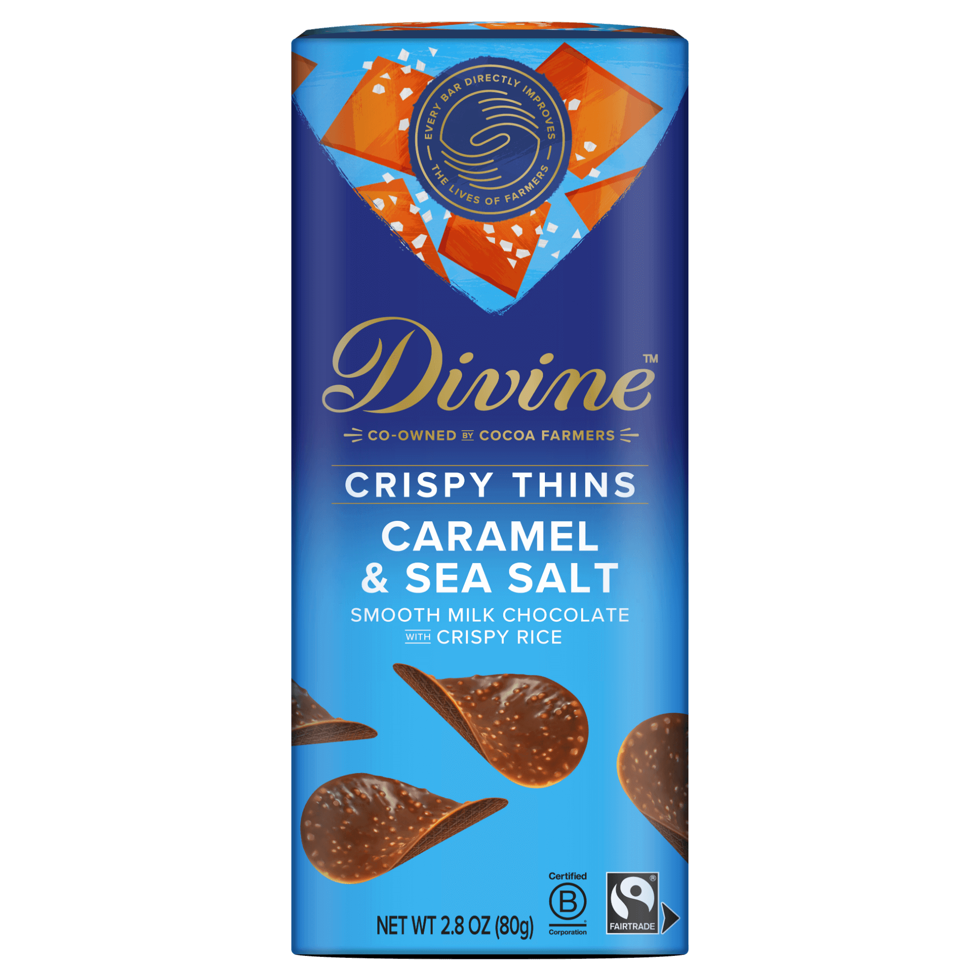 Milk Chocolate with Caramel & Sea Salt Crispy Thins, 2.8 oz. Box ...